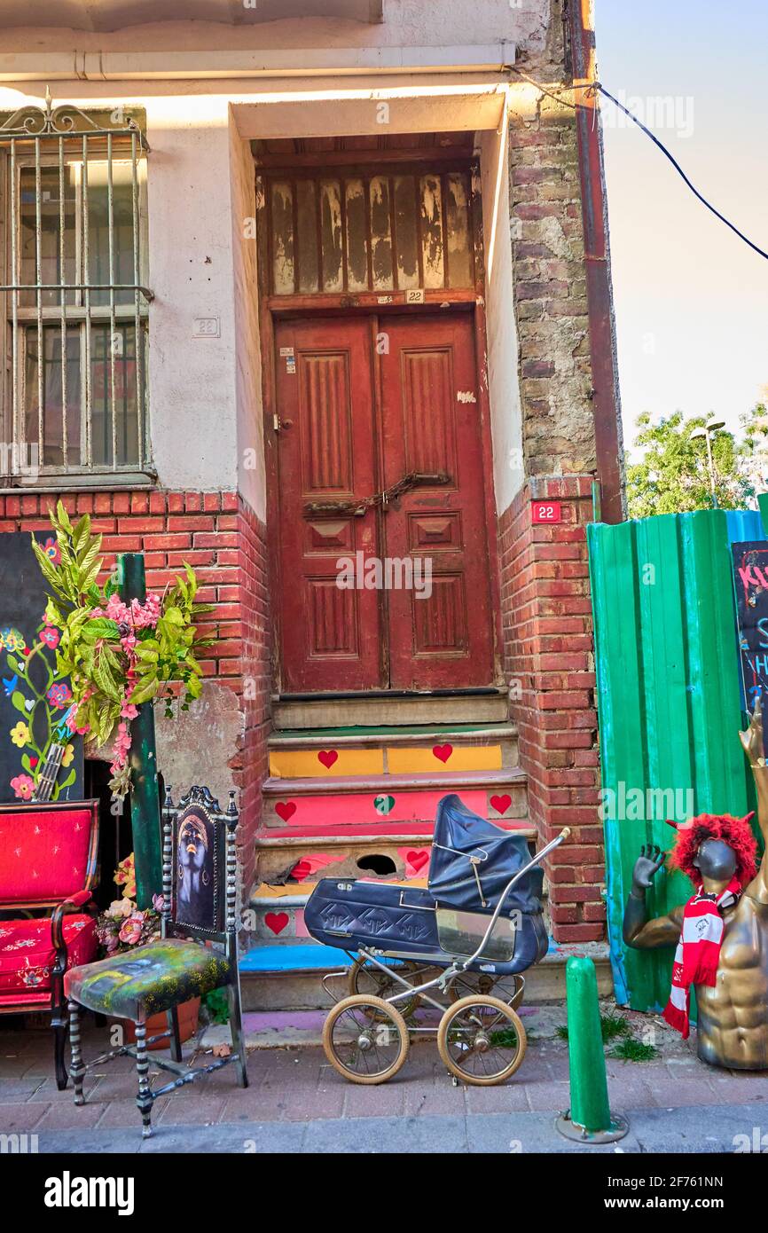 Istanbul colors. The details of the house are painted in bright colors ...