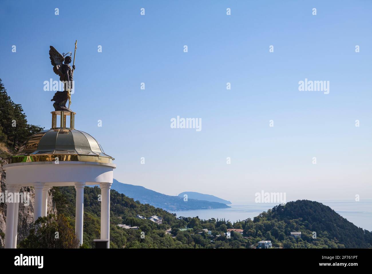 Ukraine, Crimea, Oreanda, Pavilion opposite St Michael's Cathedral ...