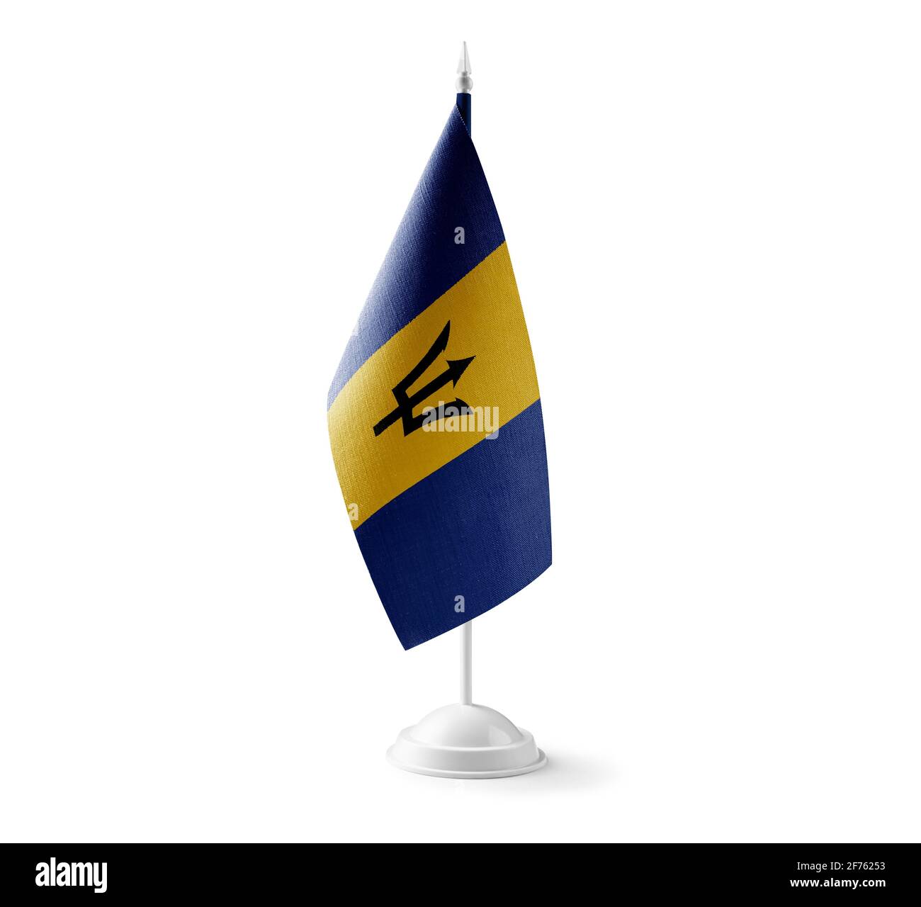 Small national flag of the Barbados on a white background Stock Photo ...