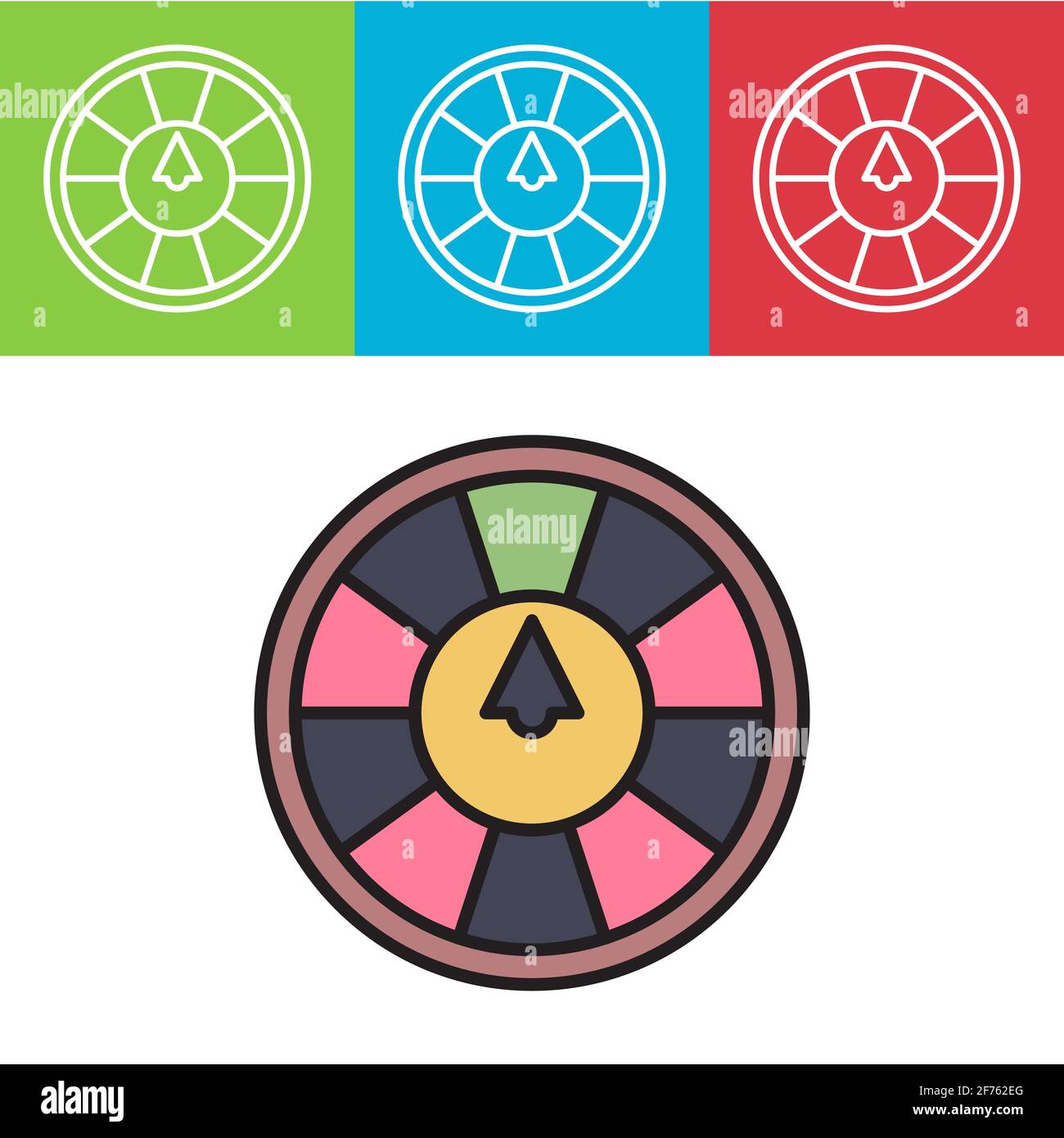 Lucky wheel icon isolated on color background. Vintage style drawing ...