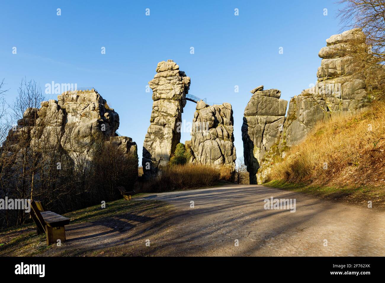The Externsteine rock formation in the Teuteburg Forest in Germany ...