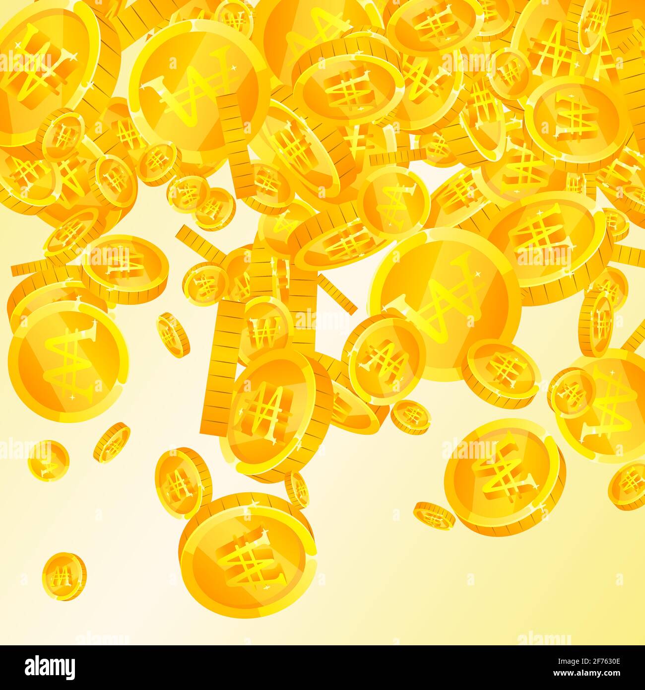 Korean won coins falling. Extra scattered WON coins. Korea money. Posh ...