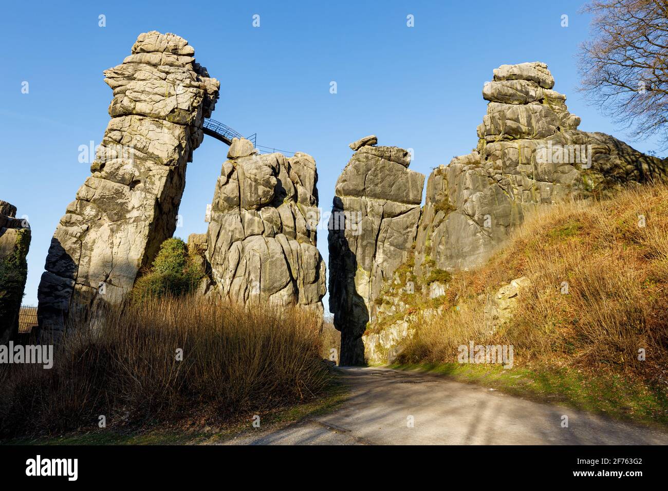 The Externsteine rock formation in the Teuteburg Forest in Germany ...