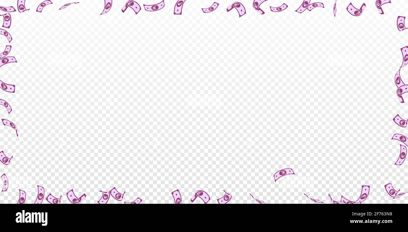 European Union Euro notes falling. Sparse EUR bills on transparent ...