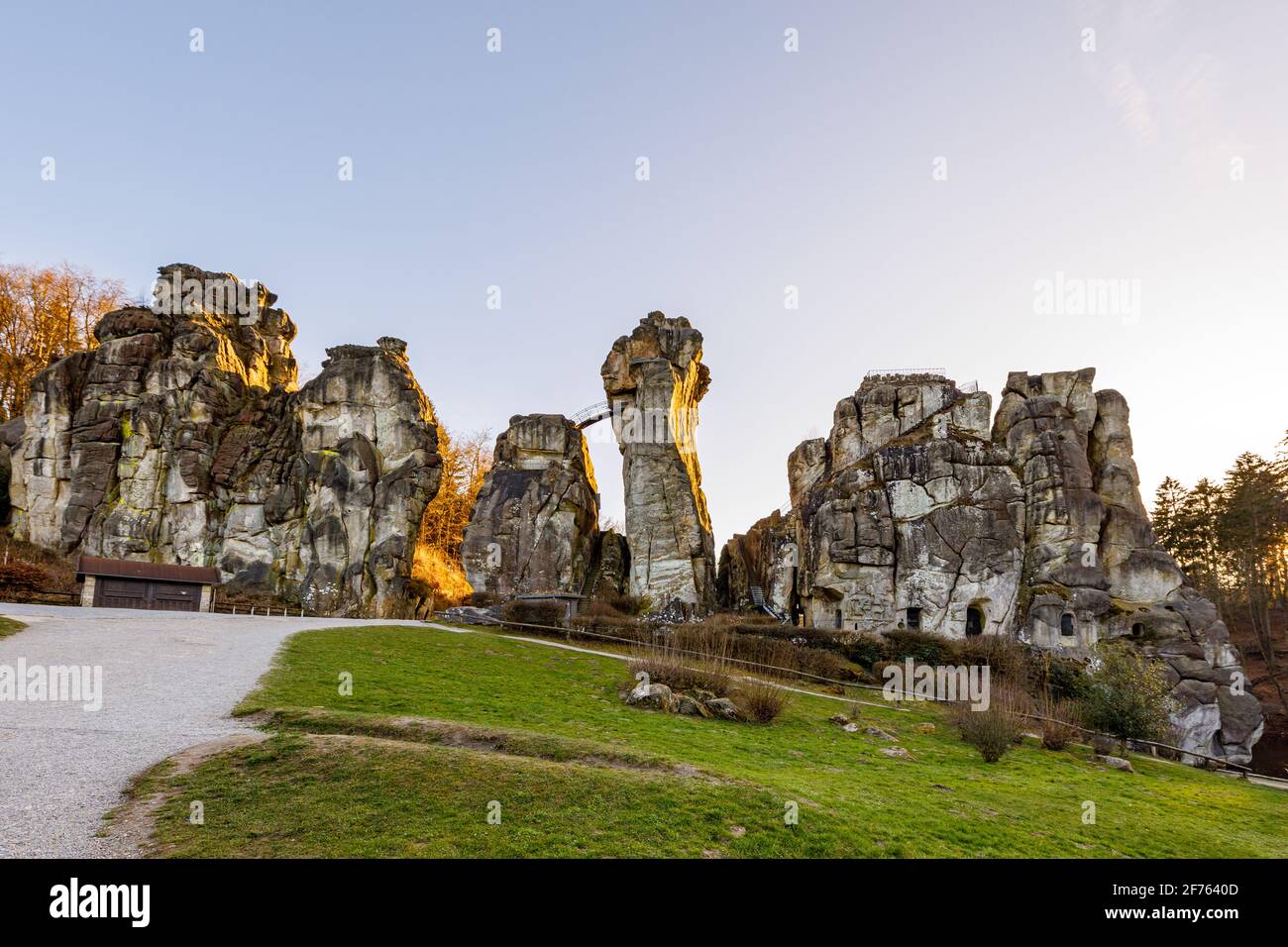 The Externsteine rock formation in the Teuteburg Forest in Germany ...