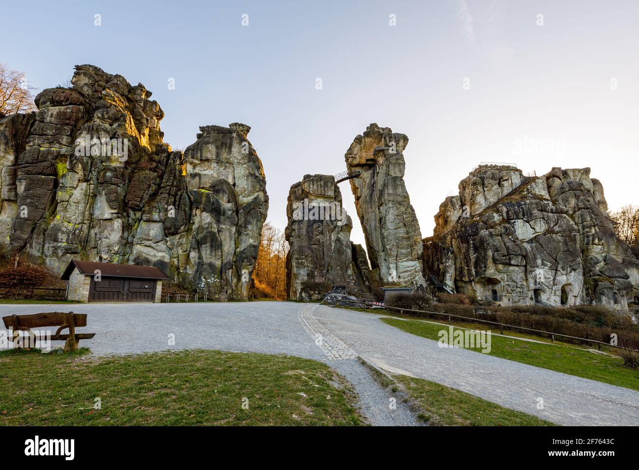 The Externsteine rock formation in the Teuteburg Forest in Germany ...