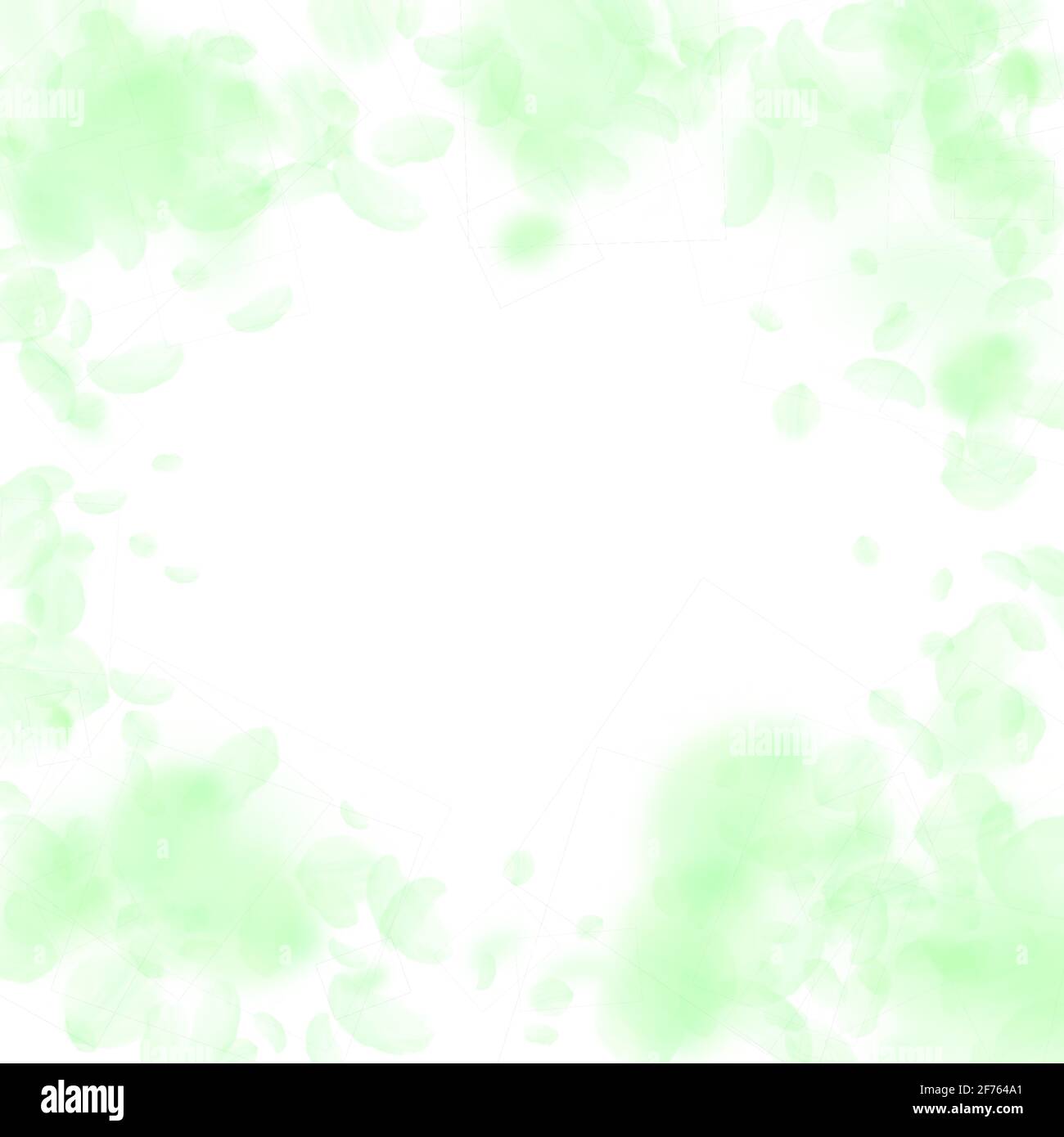 Green flower petals falling down. Graceful romantic flowers vignette ...