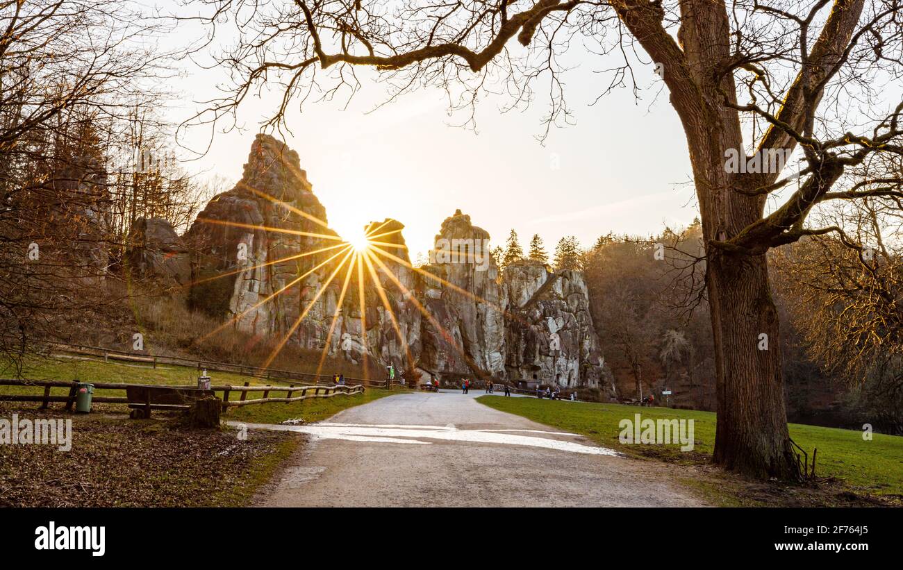 The Externsteine rock formation in the Teuteburg Forest in Germany ...