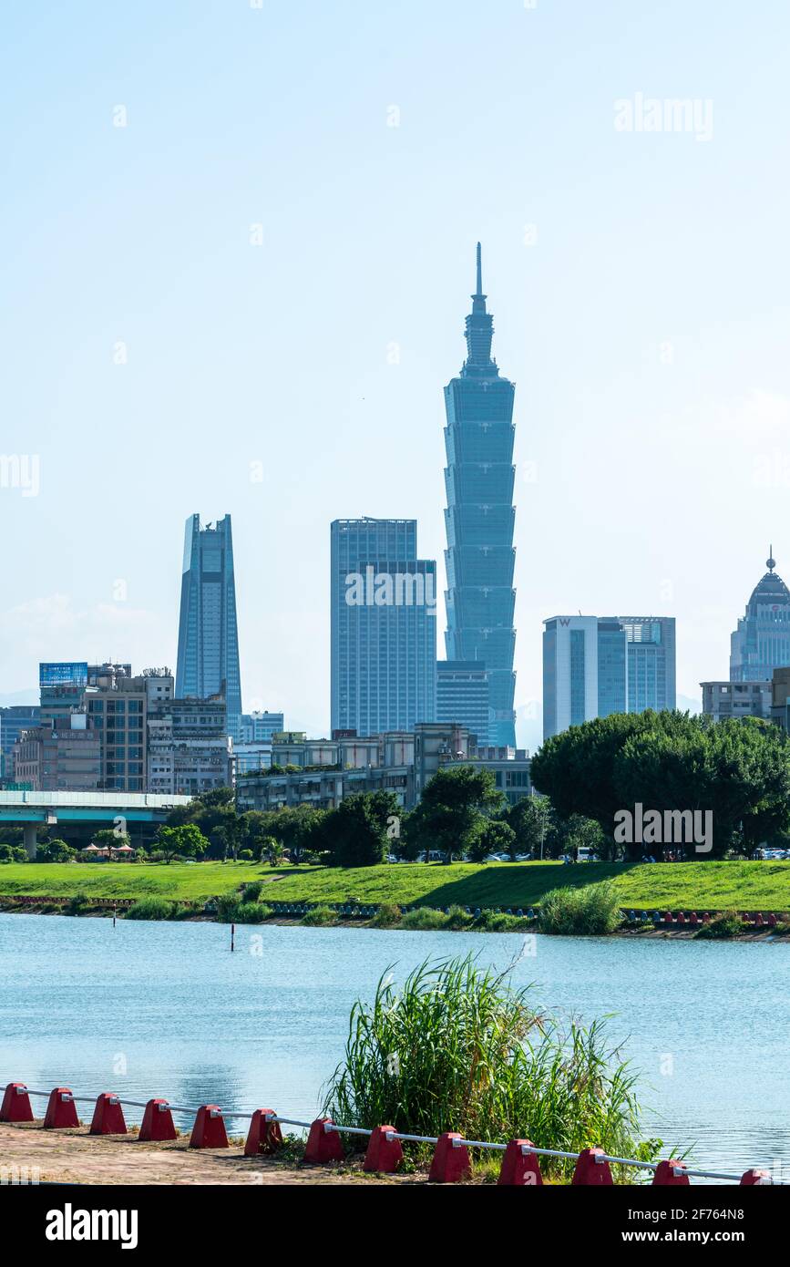 Taipei, Taiwan - Oct 4, 2020: skyline of the taipei city by the river ...
