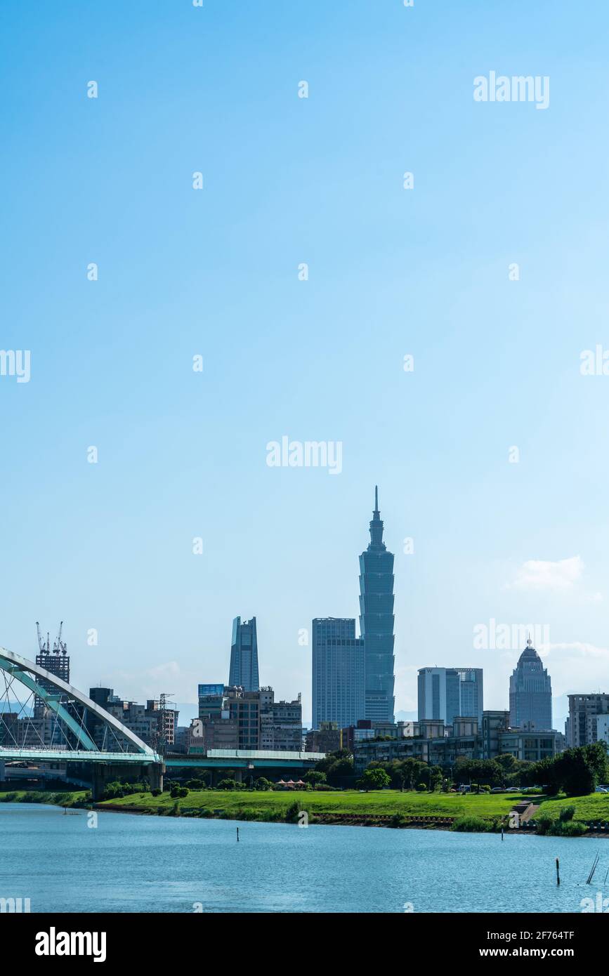 Taipei, Taiwan - Oct 4, 2020: skyline of the taipei city by the river ...