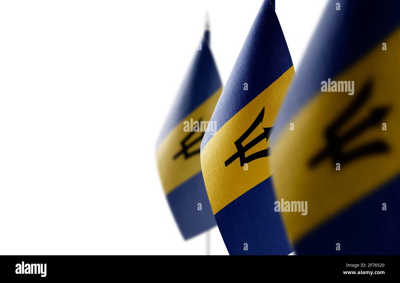 Small national flags of the Barbados on a white background Stock Photo ...