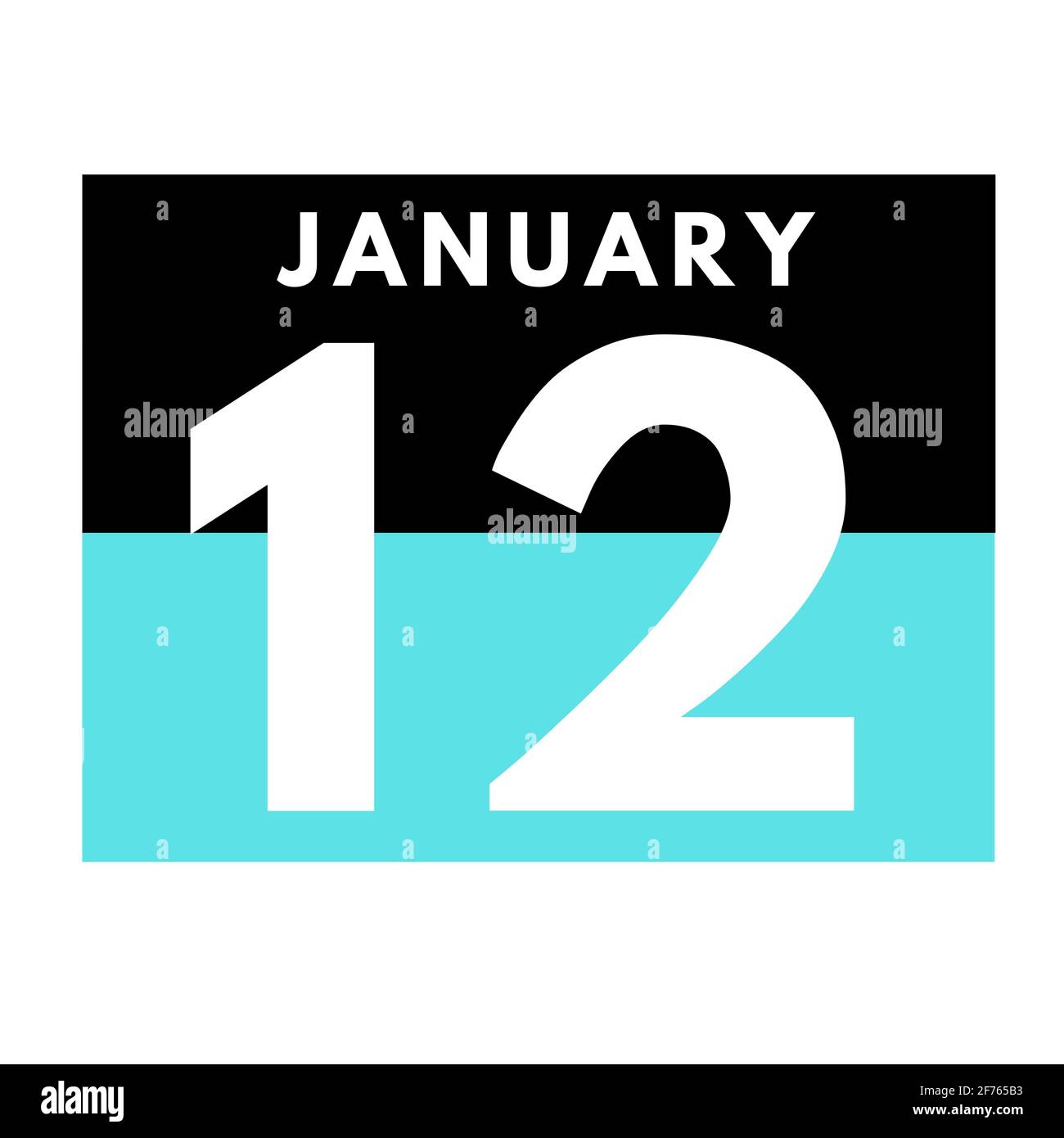January 12 . Flat daily calendar icon .date ,day, month .calendar for ...