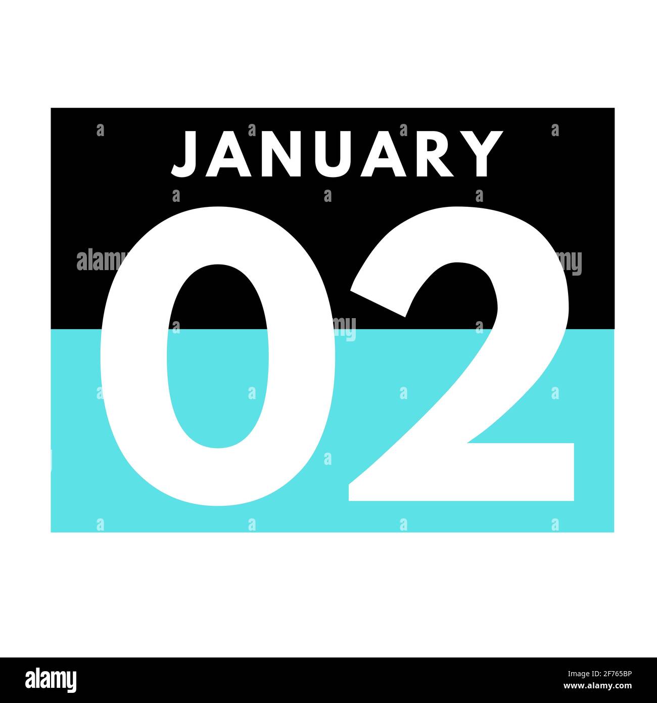 January 2 . Flat daily calendar icon .date ,day, month .calendar for ...