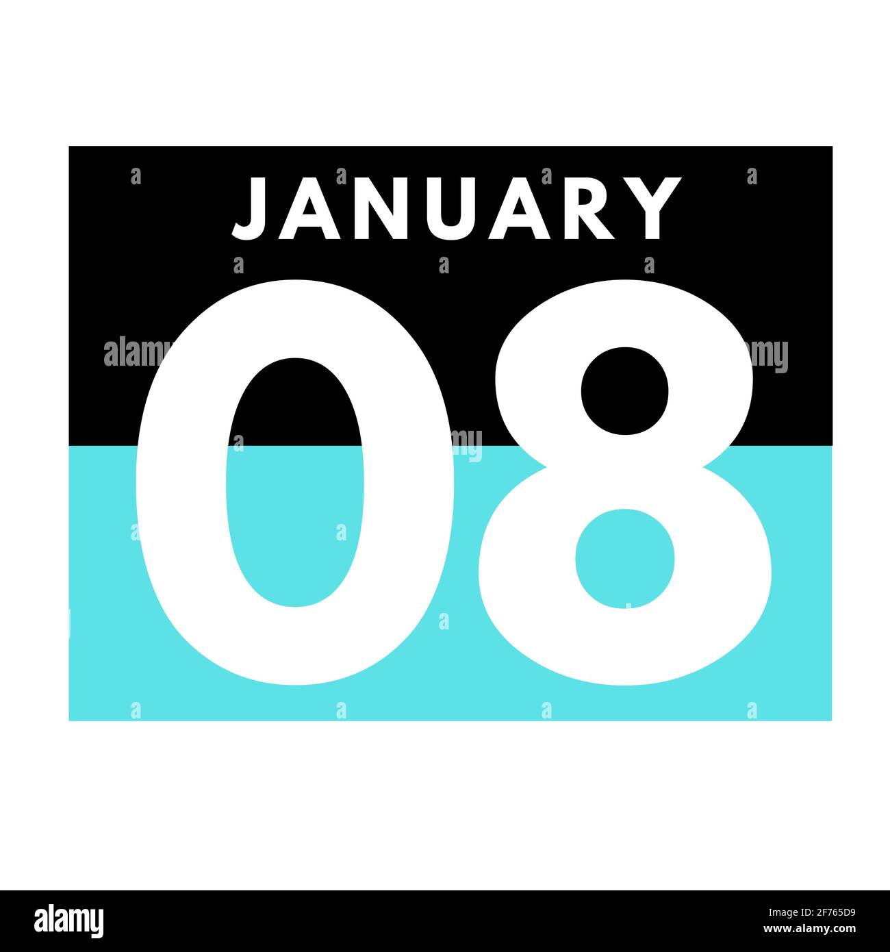 January 8 . Flat daily calendar icon .date ,day, month .calendar for ...
