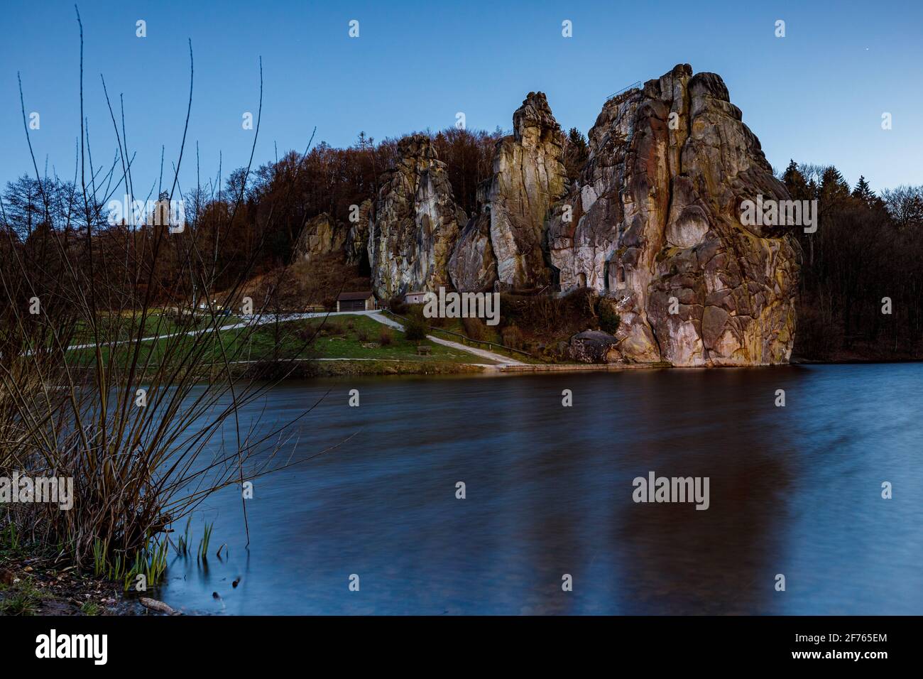 The Externsteine rock formation in the Teuteburg Forest in Germany ...