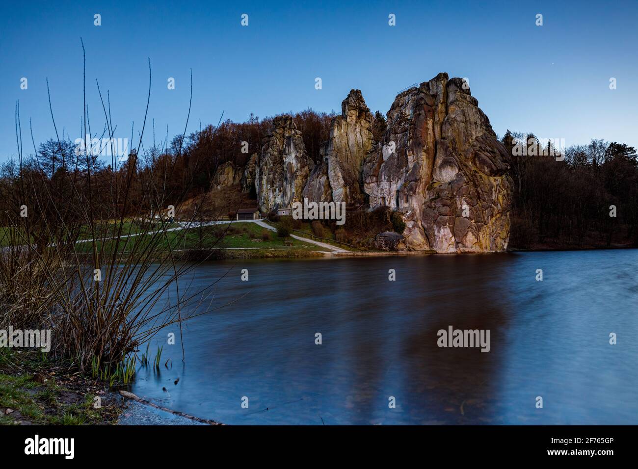 The Externsteine rock formation in the Teuteburg Forest in Germany ...