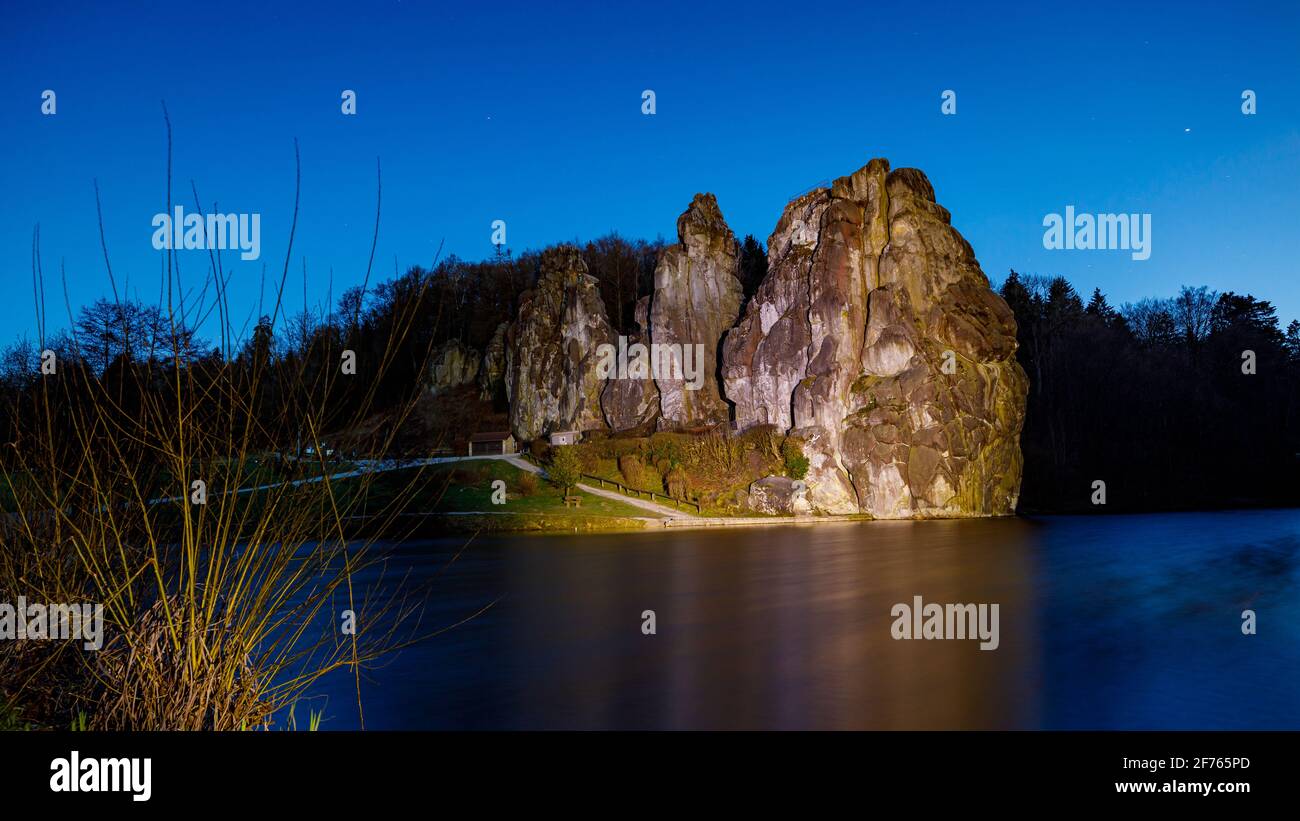 The Externsteine rock formation in the Teuteburg Forest in Germany ...