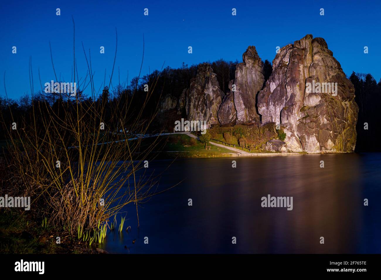 The Externsteine rock formation in the Teuteburg Forest in Germany ...