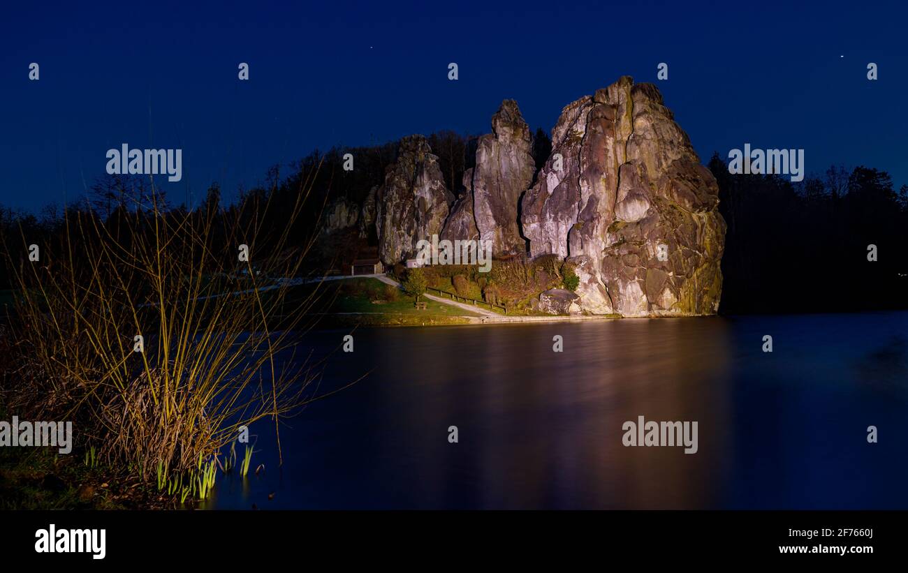 The Externsteine rock formation in the Teuteburg Forest in Germany ...