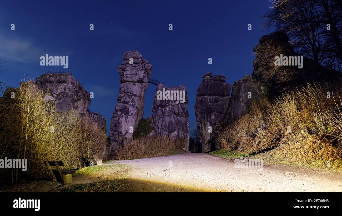 The Externsteine rock formation in the Teuteburg Forest in Germany ...