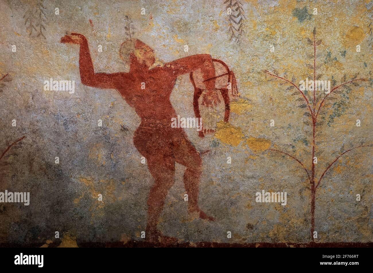 Etruscan cithara player. Detail of Wall painting in a 2,500-year-old ...
