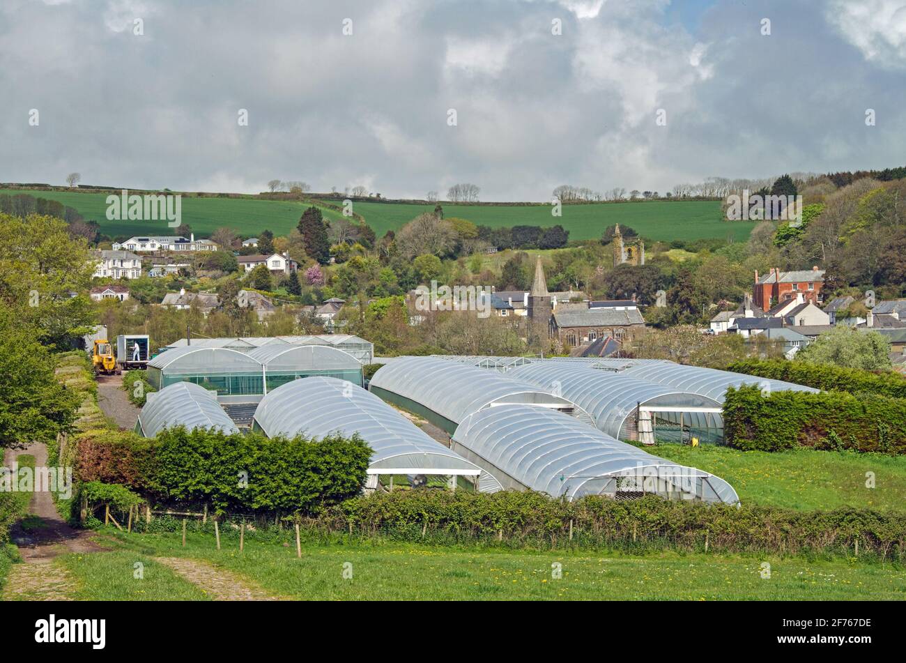 Slapton Village in the South Hams, Devon. Its Tower and Church are both ...
