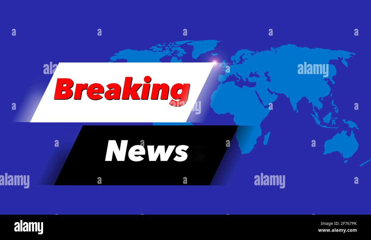 Here is a breaking news alert banner for television with a world map ...