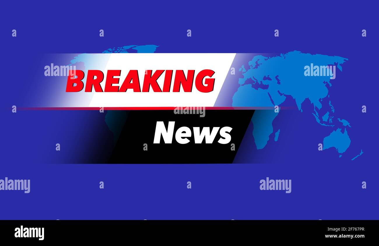 Here is a breaking news alert banner for television with a world map ...