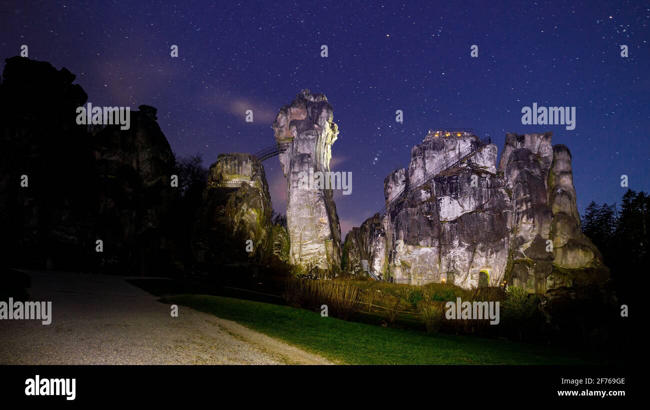 The Externsteine rock formation in the Teuteburg Forest in Germany ...