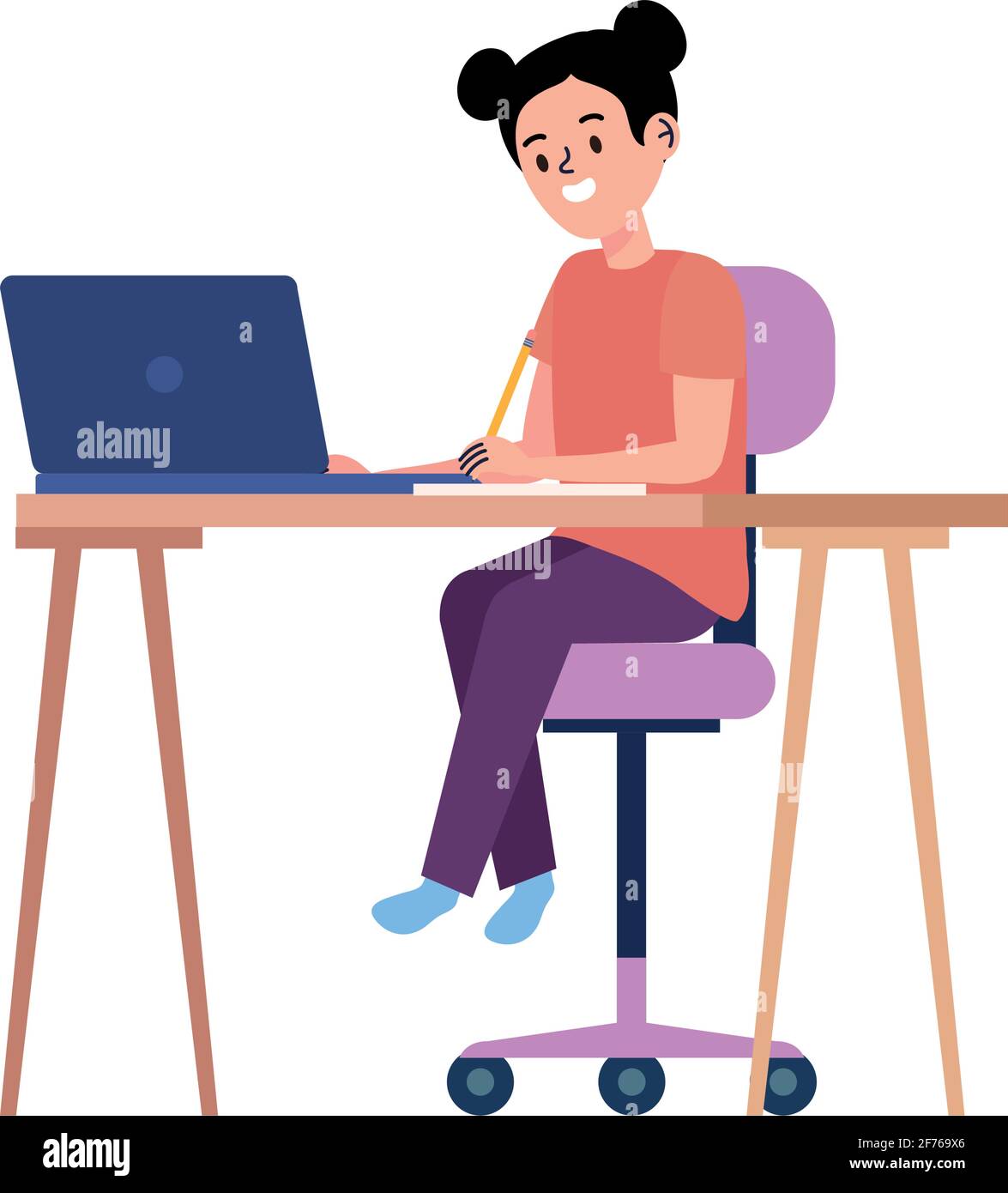 schoolgirl elearning character Stock Vector Image & Art - Alamy