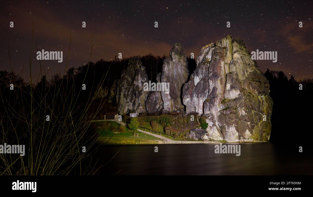 The Externsteine rock formation in the Teuteburg Forest in Germany ...