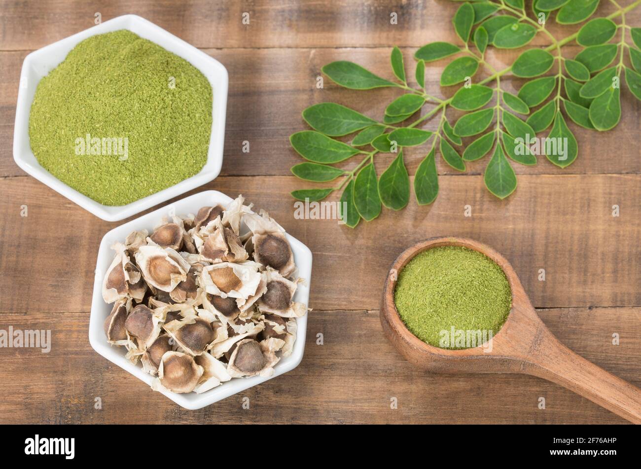 Seeds, leaves and seeds of moringa - Moringa oleifera Stock Photo - Alamy