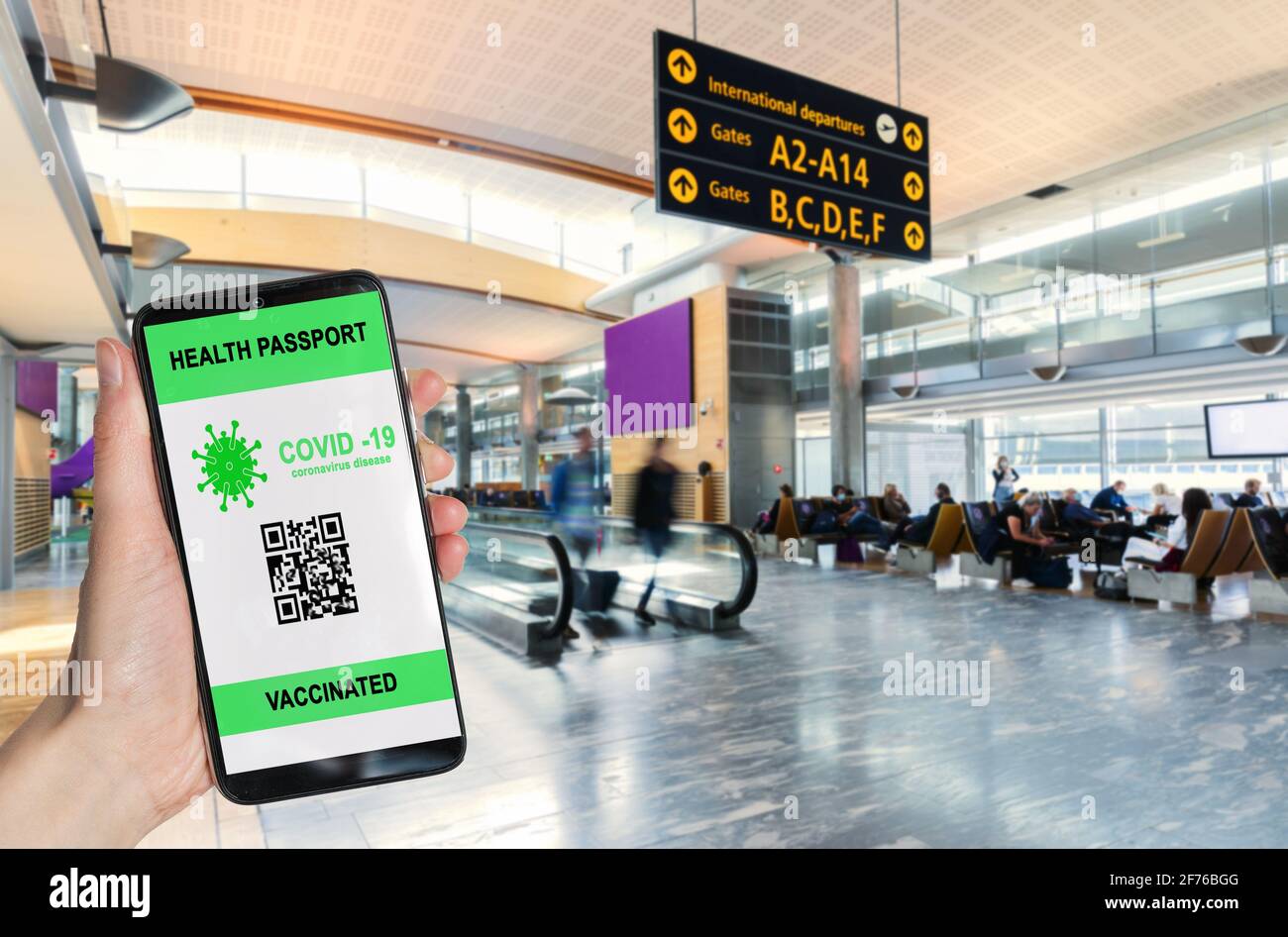 The digital health passport of the european union with the QR code on ...