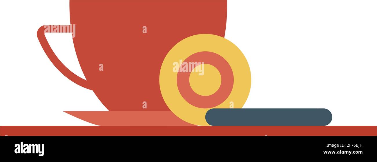 Vector tea cup with cookies on saucer isolated on white Stock Vector ...