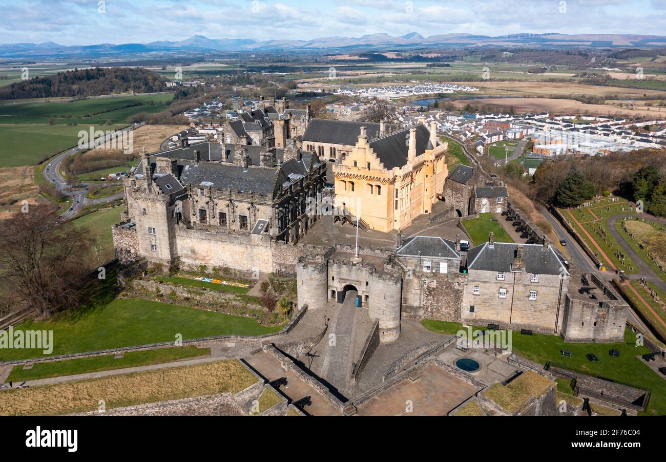 Aerial view from drone of Stirling Castle in Stirling, Scotland, UK ...