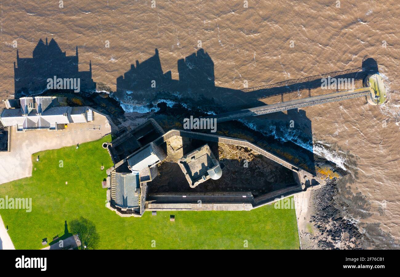 Aerial view from drone of Blackness Castle on Firth of Forth in ...