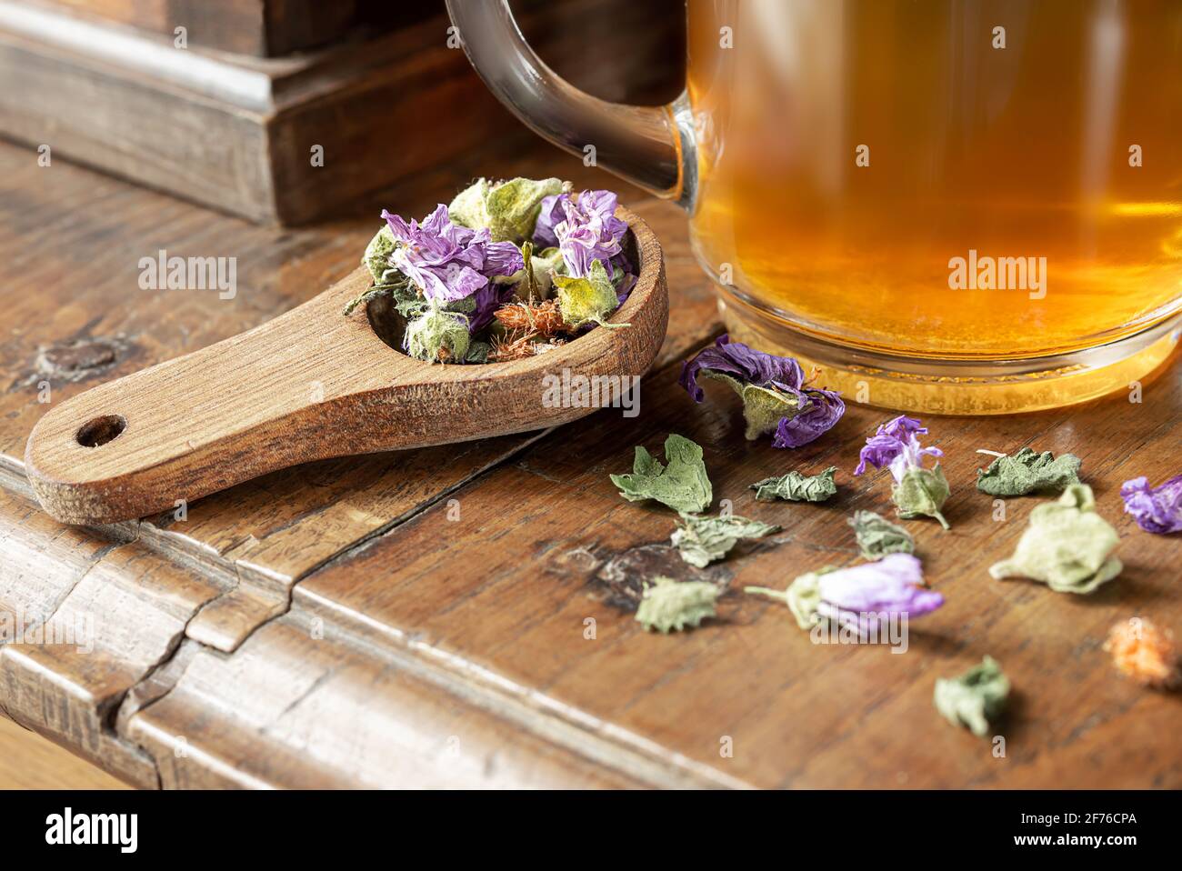 Herbal tea - thyme, green anise, ground ivy, pine bud, mallow flowers ...