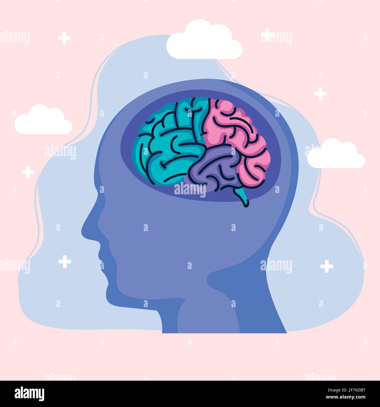 Sky blue brain Stock Vector Images - Alamy