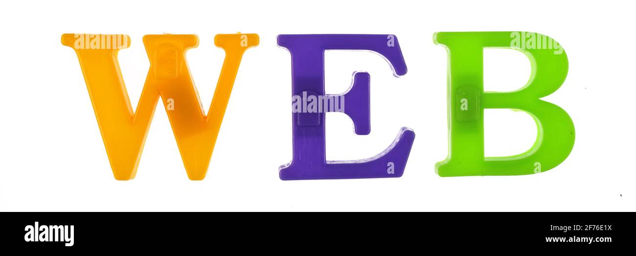 Word web is lined with multicolored plastic letters on magnets ...