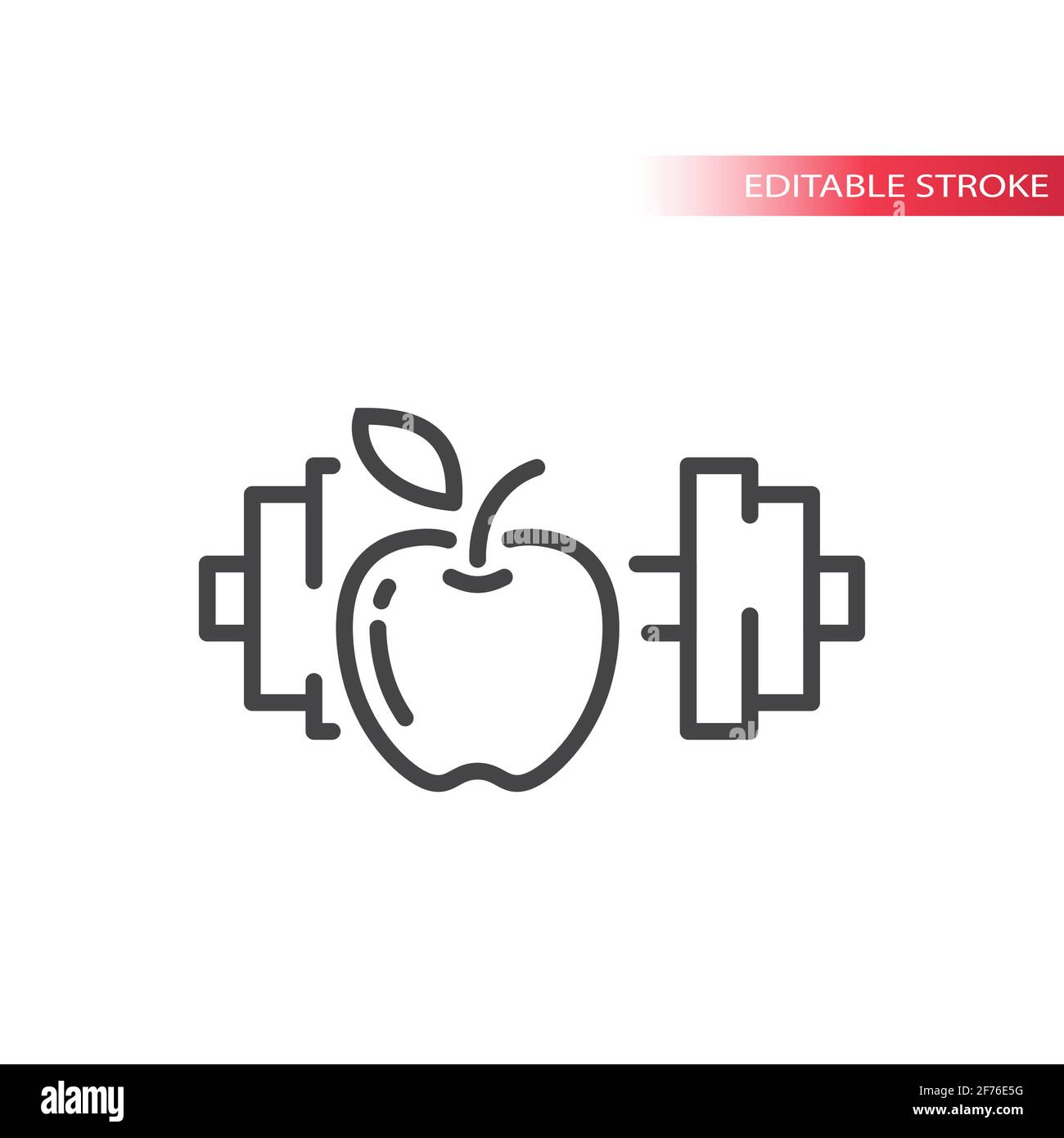 Apple and a dumbbell line vector icon. Eating healthy and fitness ...