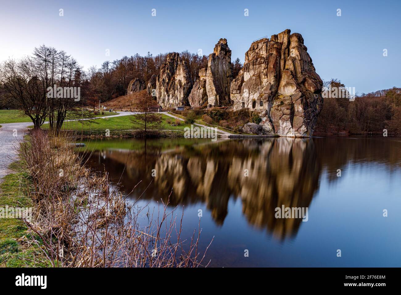 The Externsteine rock formation in the Teuteburg Forest in Germany ...