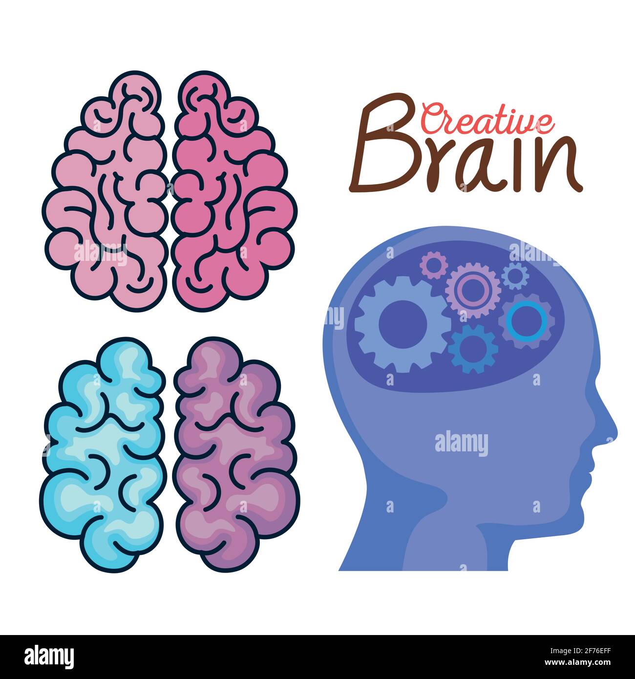 creative brain lettering Stock Vector Image & Art - Alamy