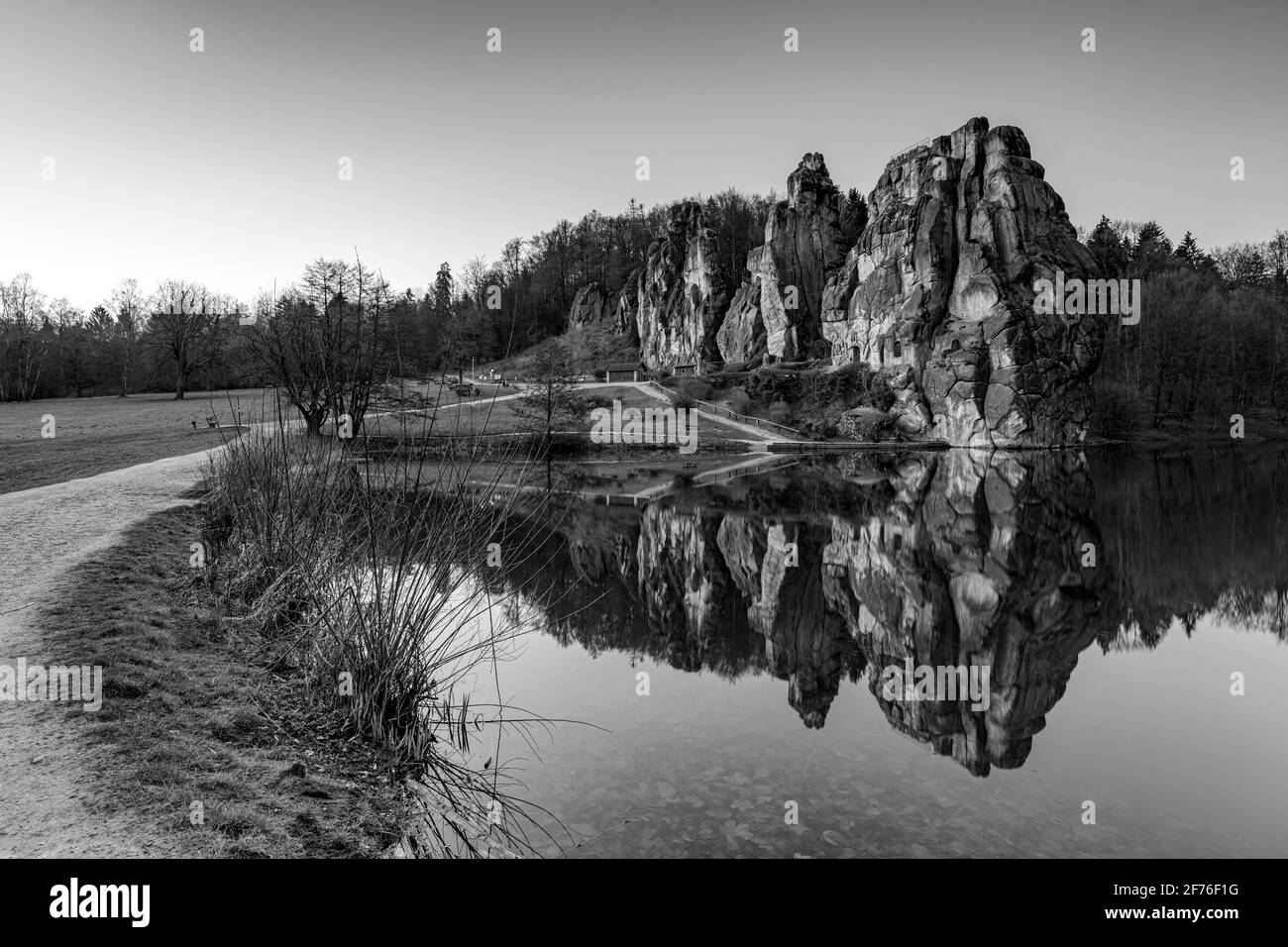 The Externsteine rock formation in the Teuteburg Forest in Germany ...