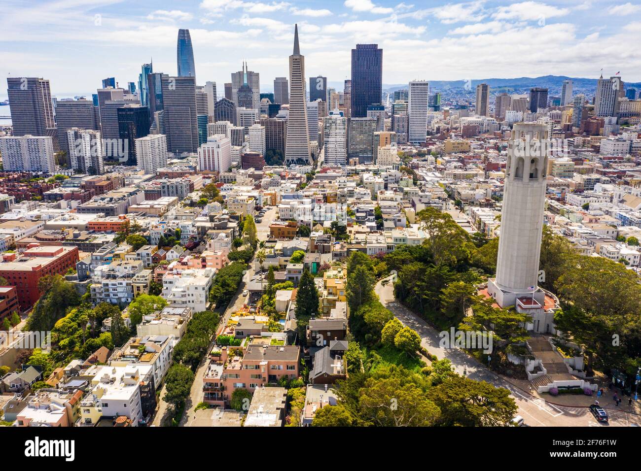 Aerial view above coit tower hi-res stock photography and images - Alamy