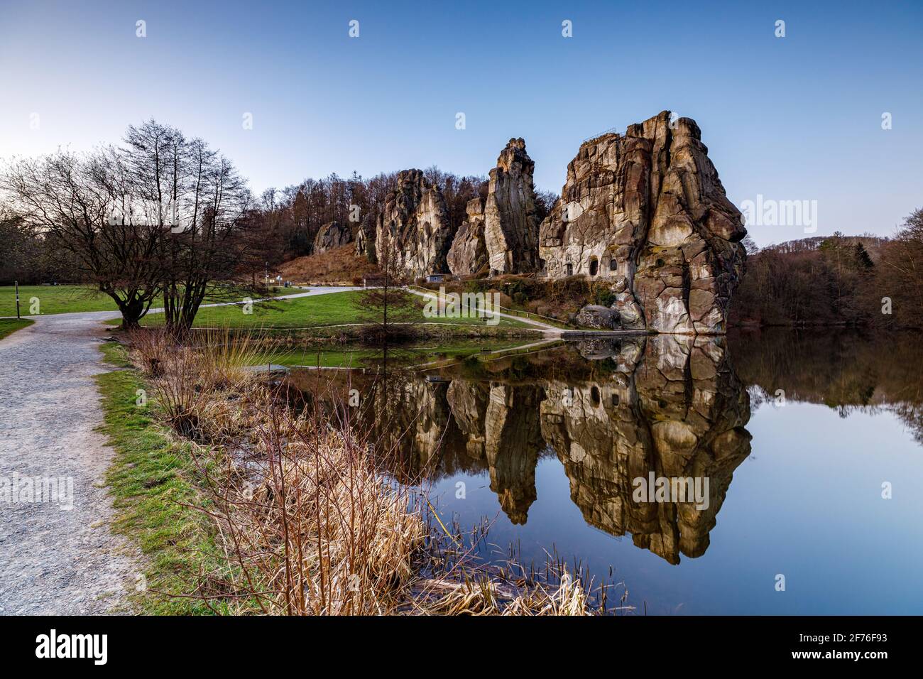 The Externsteine rock formation in the Teuteburg Forest in Germany ...