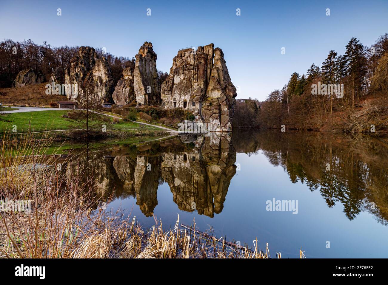 The Externsteine rock formation in the Teuteburg Forest in Germany ...