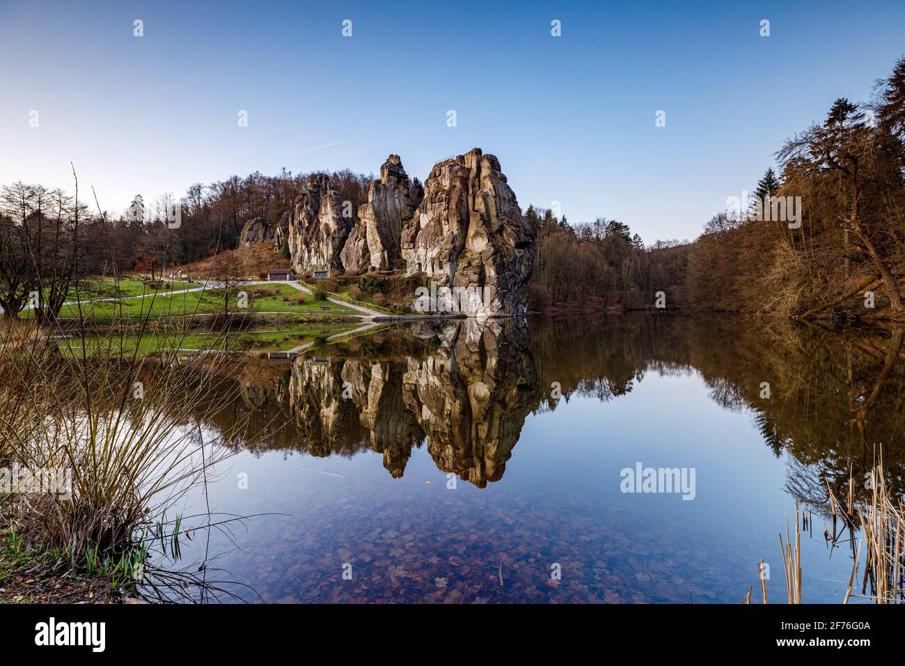 The Externsteine rock formation in the Teuteburg Forest in Germany ...