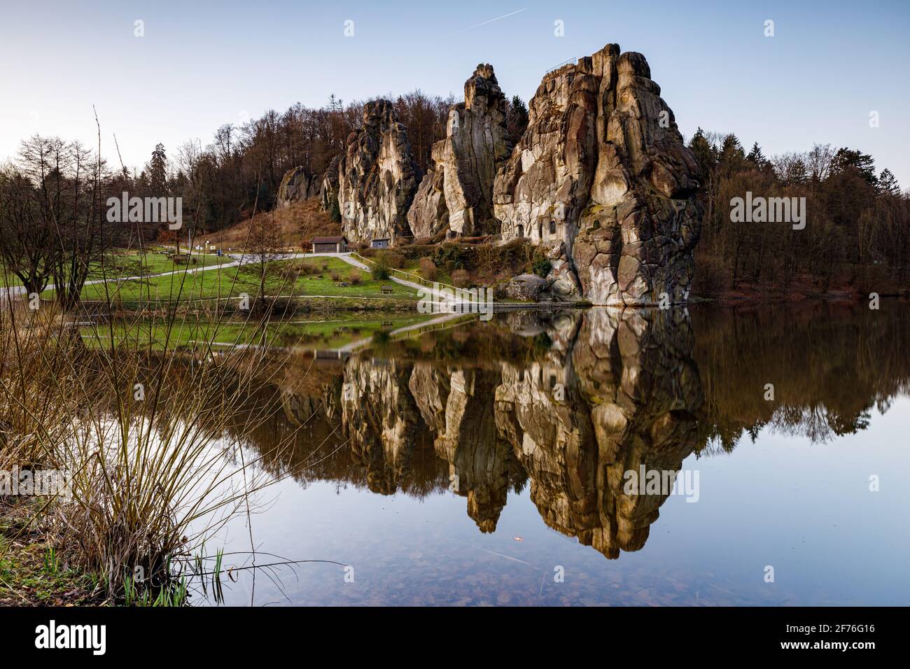 The Externsteine rock formation in the Teuteburg Forest in Germany ...