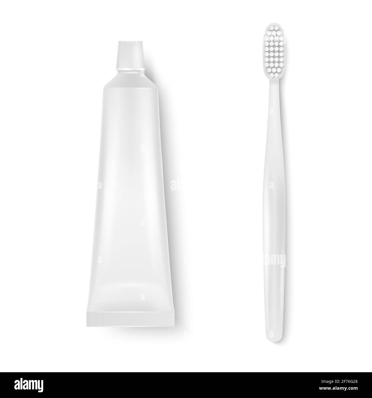 Vector 3d Realistic Plastic, Metal White Tooth Paste Tube and Tooth ...