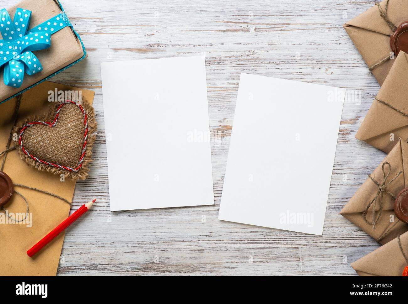 Flat lay cute composition with fabric heart Stock Photo - Alamy